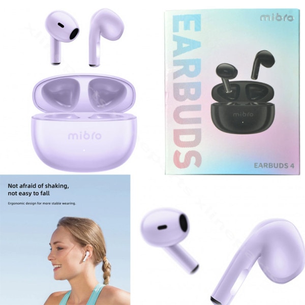 Безжични слушалки Xiaomi Mibro Earbuds 4, True Wireless, Purple - eMAG.bg