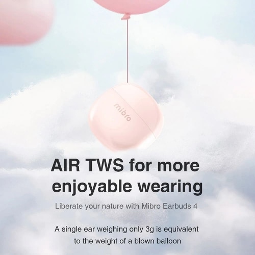 Безжични слушалки Xiaomi Mibro Earbuds 4, True Wireless, Pink - eMAG.bg