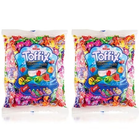 Set bomboane gumate Toffix Mix, Elvan, cu arome de fructe, 2 buc x 1 kg ...