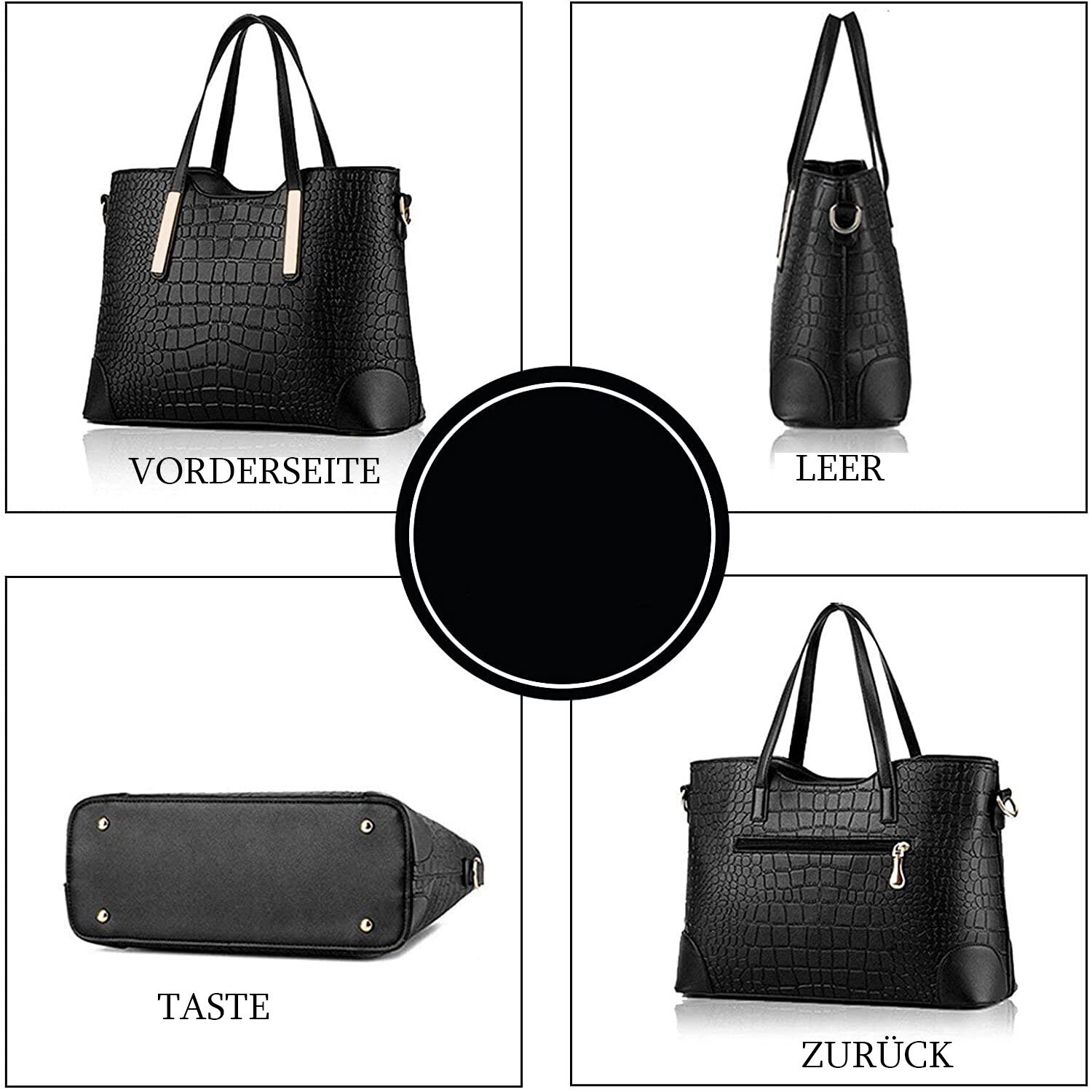 Set 2 genti dama, Piele ecologica, Negru - eMAG.ro