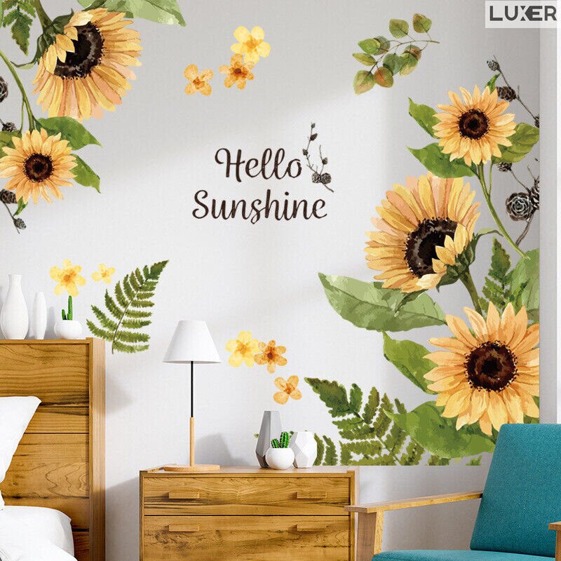 Sticker Autoadeziv Decorativ cu Model Floral: Hello Sushine Sunflower ...