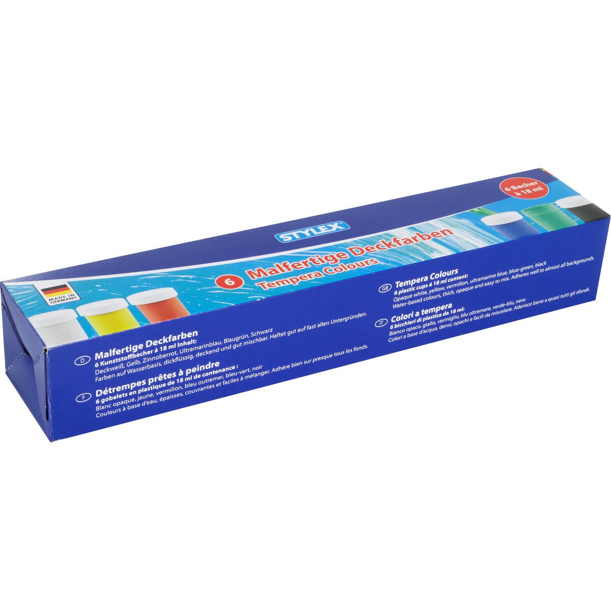 Acuarele tempera Stylex 6 culori x 18 ml, pe baza de apa - eMAG.ro