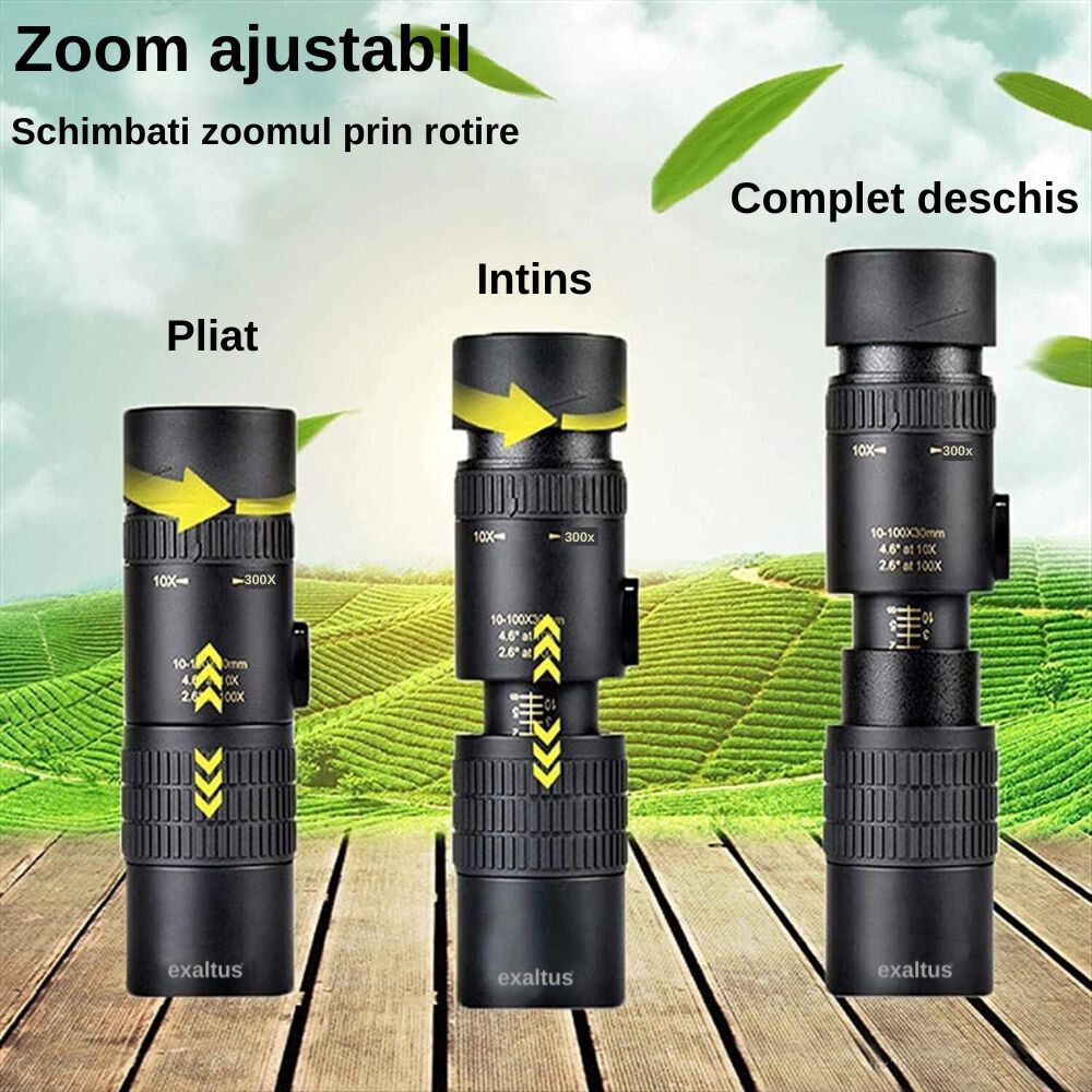 Monoclu Telescop Profesional HD Exaltus®, 4K, 10-300X40mm, Prisma BAK4 ...