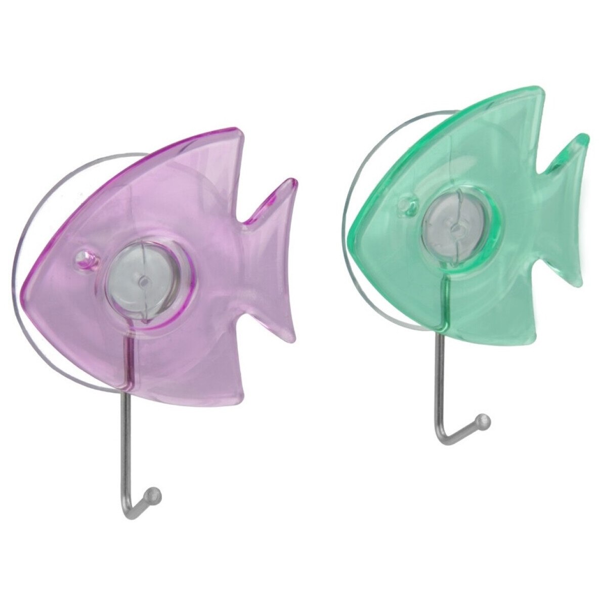 Set 2 cuiere cu ventuze, forma pesti, mov/verde - eMAG.ro