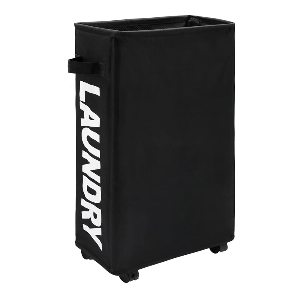 Cos pentru rufe cu roti, GOGOU®, Textil, 42l, 57x39x19 cm, Negru - eMAG.ro