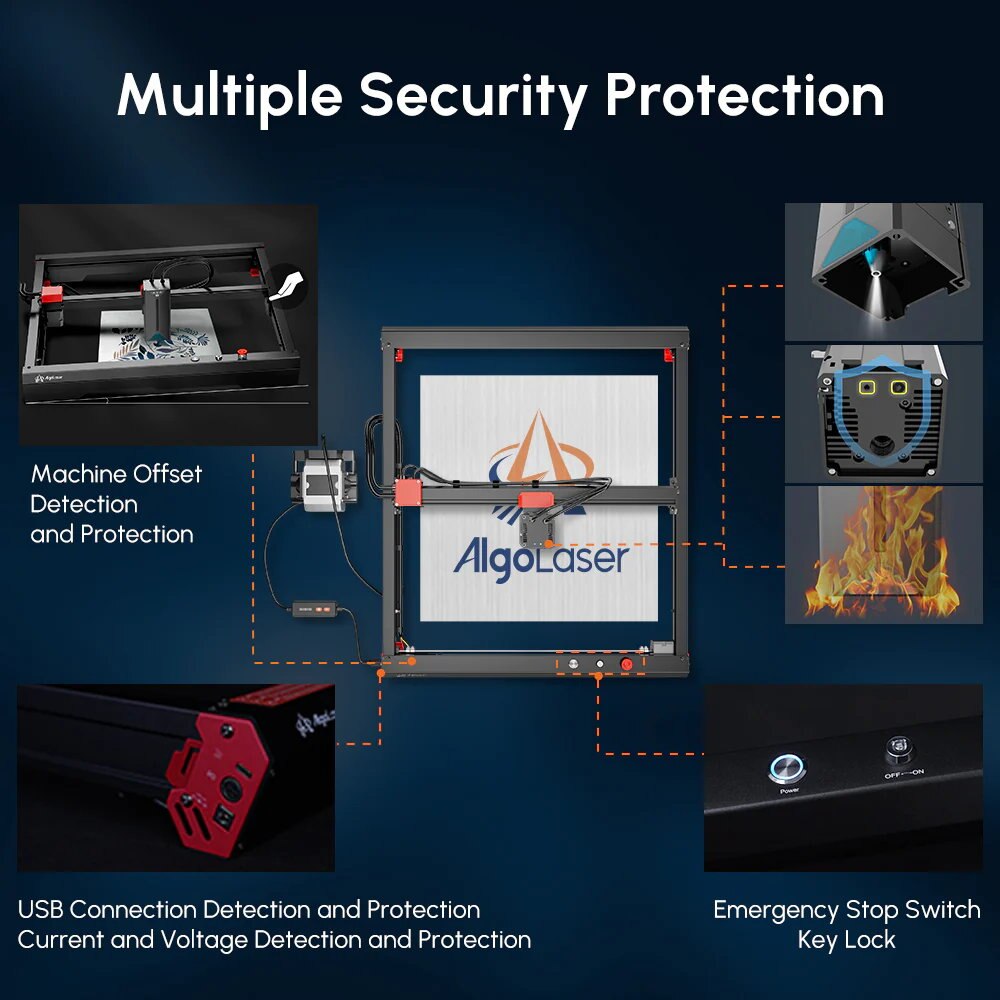 Cnc машина за гравиране и рязане с четворен лазер Algolaser Alpha мощност 144w лазер 22w