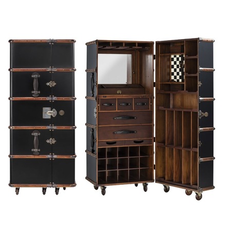 Mobila bar mobil pentru bauturi, Authentic Models, Negru, 147x62x59 cm ...