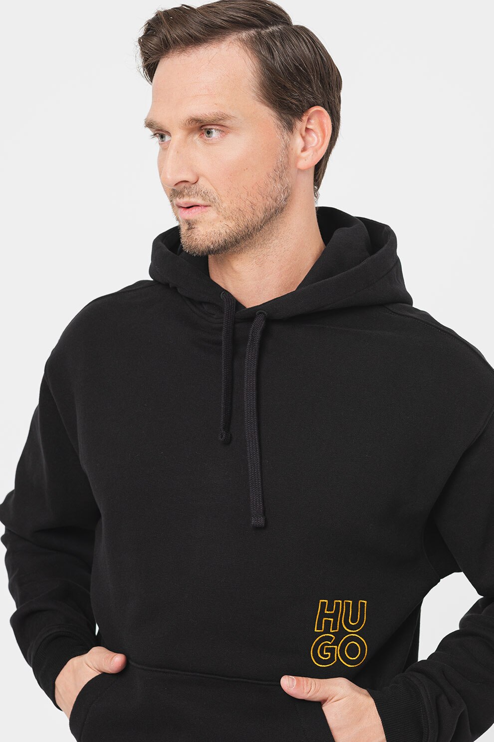 HUGO, Hanorac cu detaliu logo, Negru, M - eMAG.ro