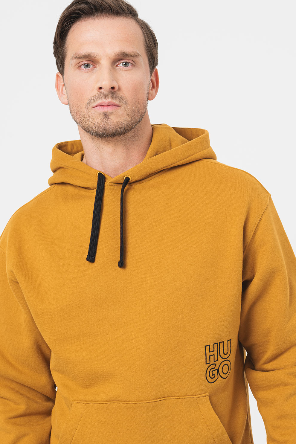 HUGO, Hanorac cu detaliu logo, Caramel, L - eMAG.ro