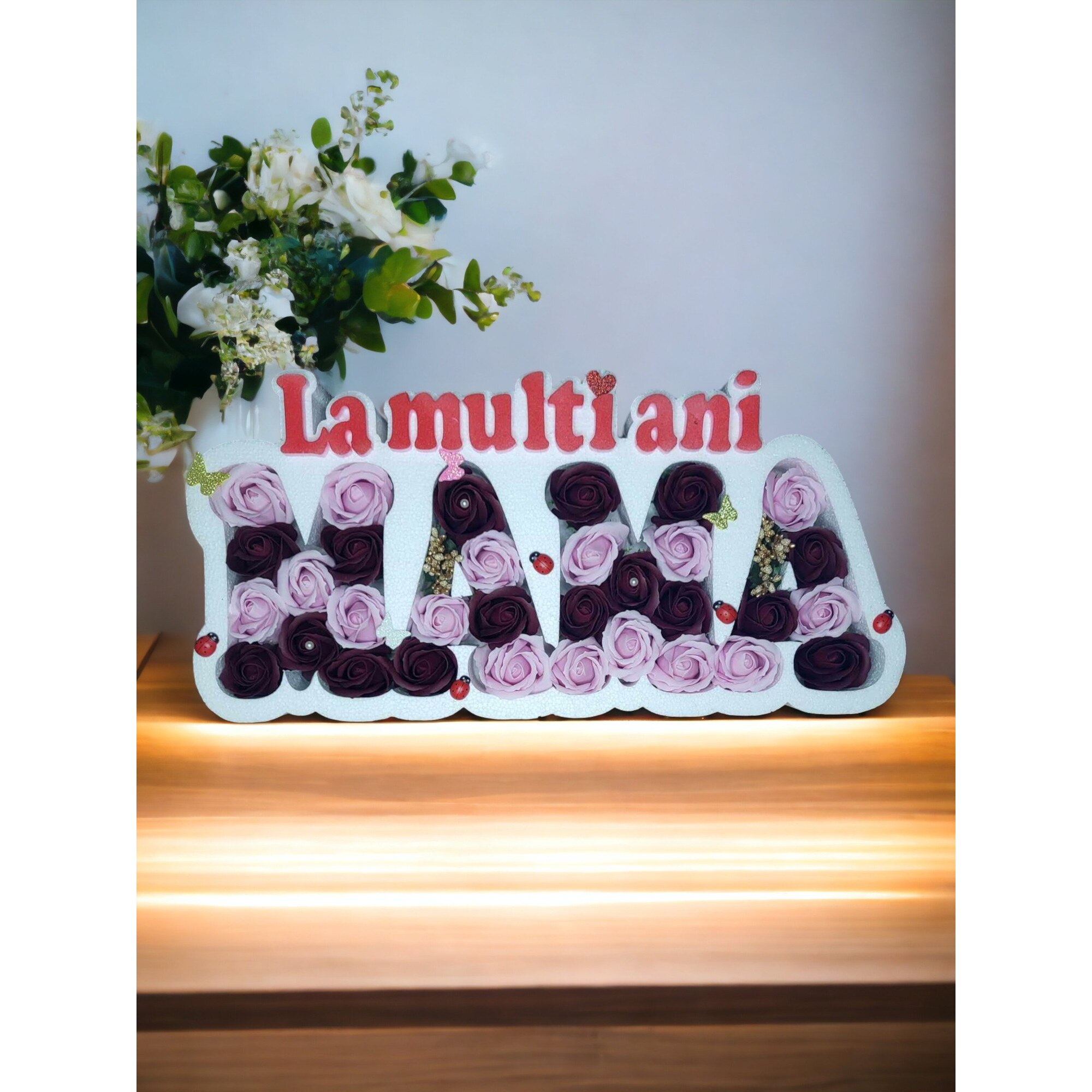 Aranjament trandafiri din sapun, la multi ani Mama S1, forma polistiren ...
