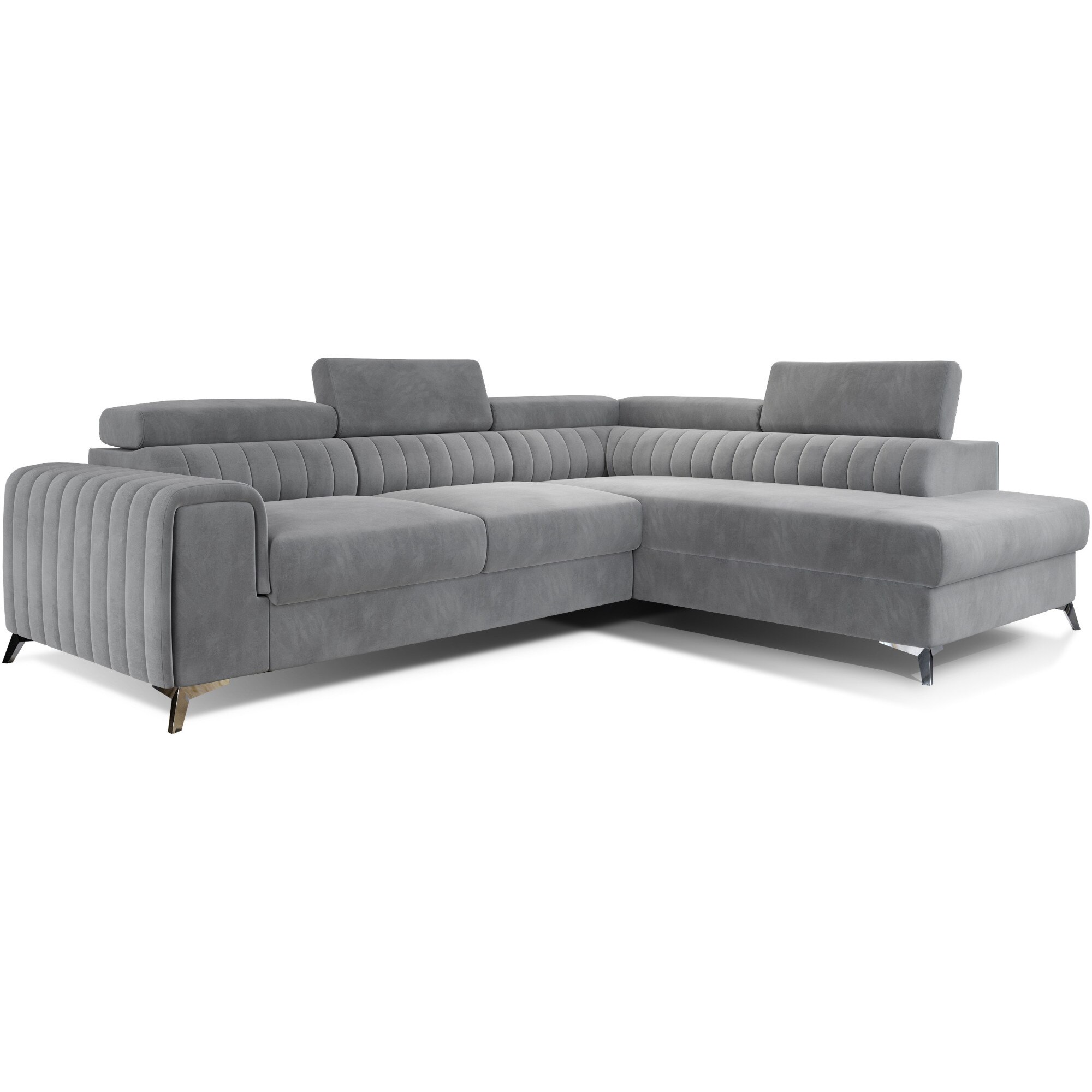 Canapea/Coltar extensibila ELTAP Laurence 4 locuri, dreapta, gri ...