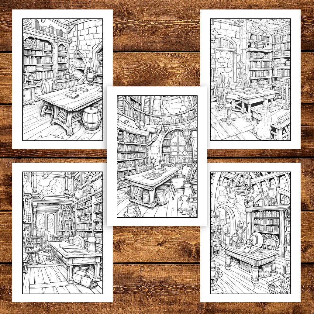 Carte de colorat, 50 de ilustratii, Camera Vrajitorului, 106 pagini ...