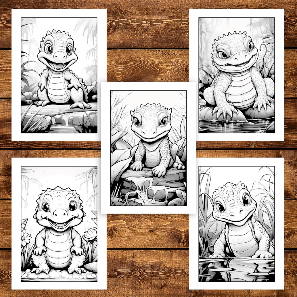 Carte de colorat, 50 de ilustratii, Bebe Crocodili, 106 pagini - eMAG.ro