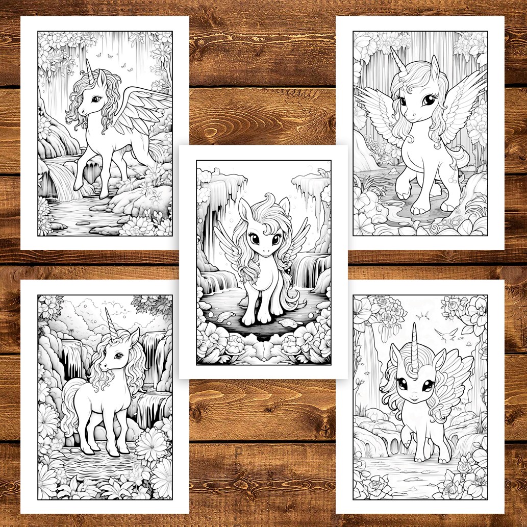 Carte de colorat, 50 de ilustratii, Unicorni draguti, 106 pagini - eMAG.ro