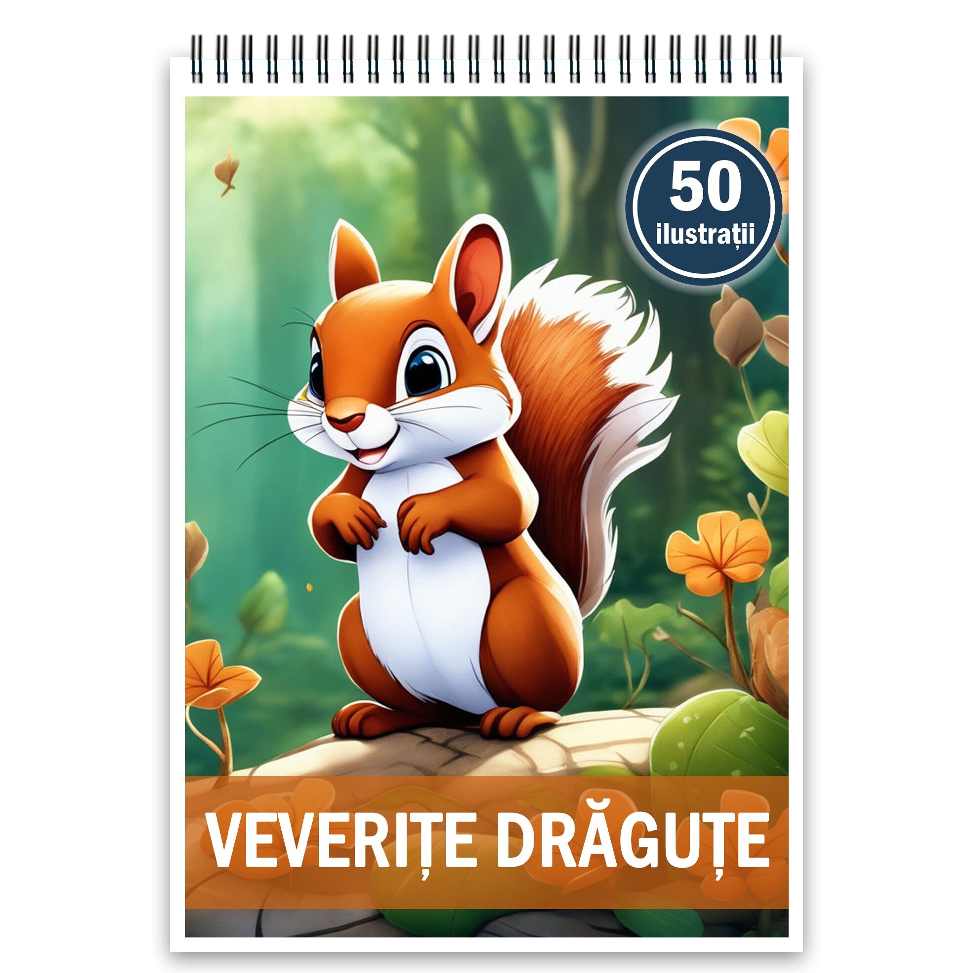 Carte de colorat, 50 de ilustratii, Veverite dragute, 106 pagini - eMAG.ro
