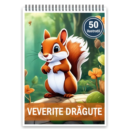 Carte de colorat, 50 de ilustratii, Veverite dragute, 106 pagini - eMAG.ro