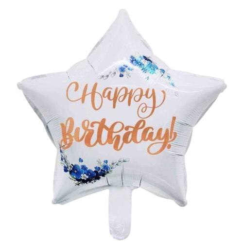 Balon Happy Birthday, Forma stea, Reutilizabil, 18", Alb/Albastru - eMAG.ro
