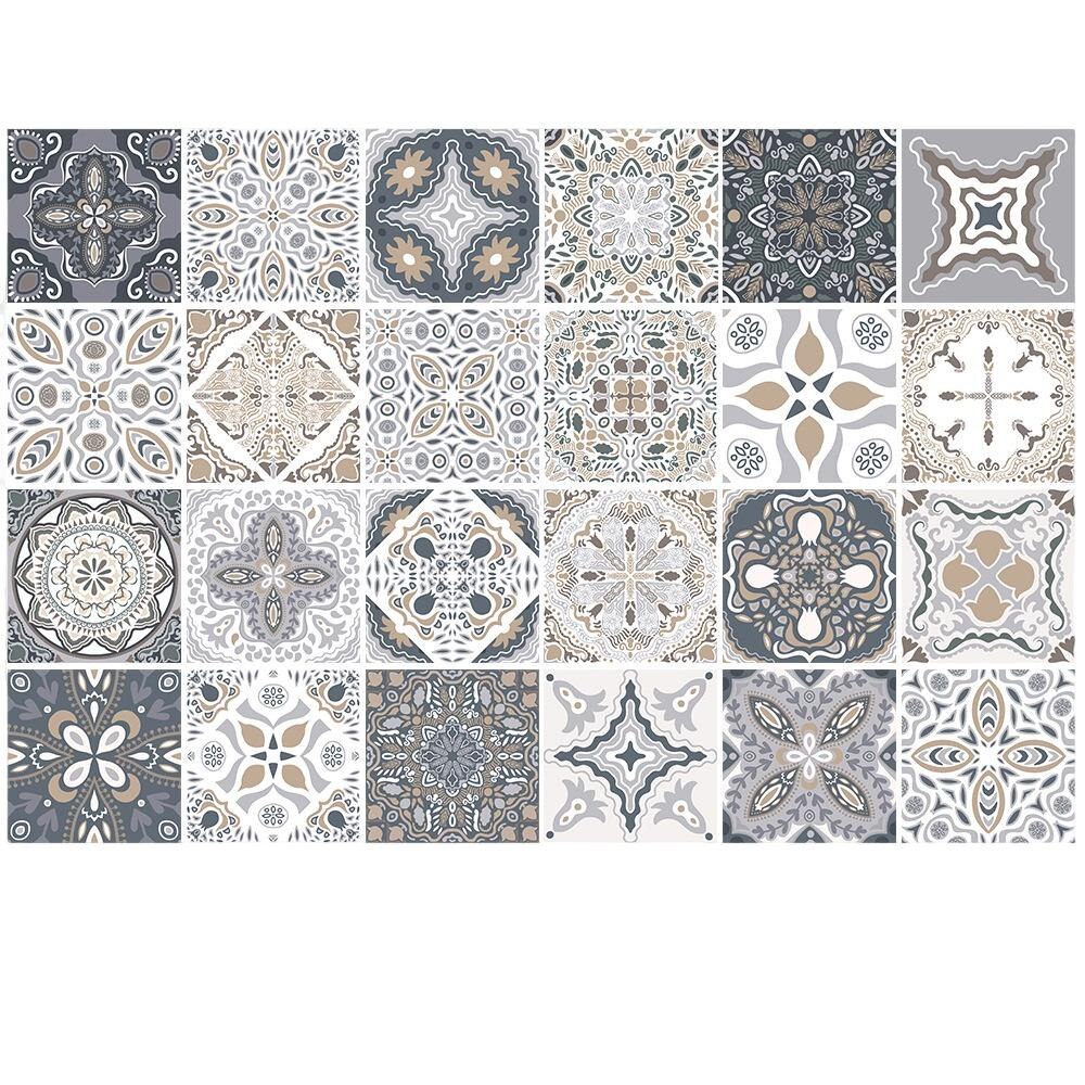 Set 24 placi autocolante, Sunmostar, PVC, 15x15 cm, Multicolor - eMAG.ro