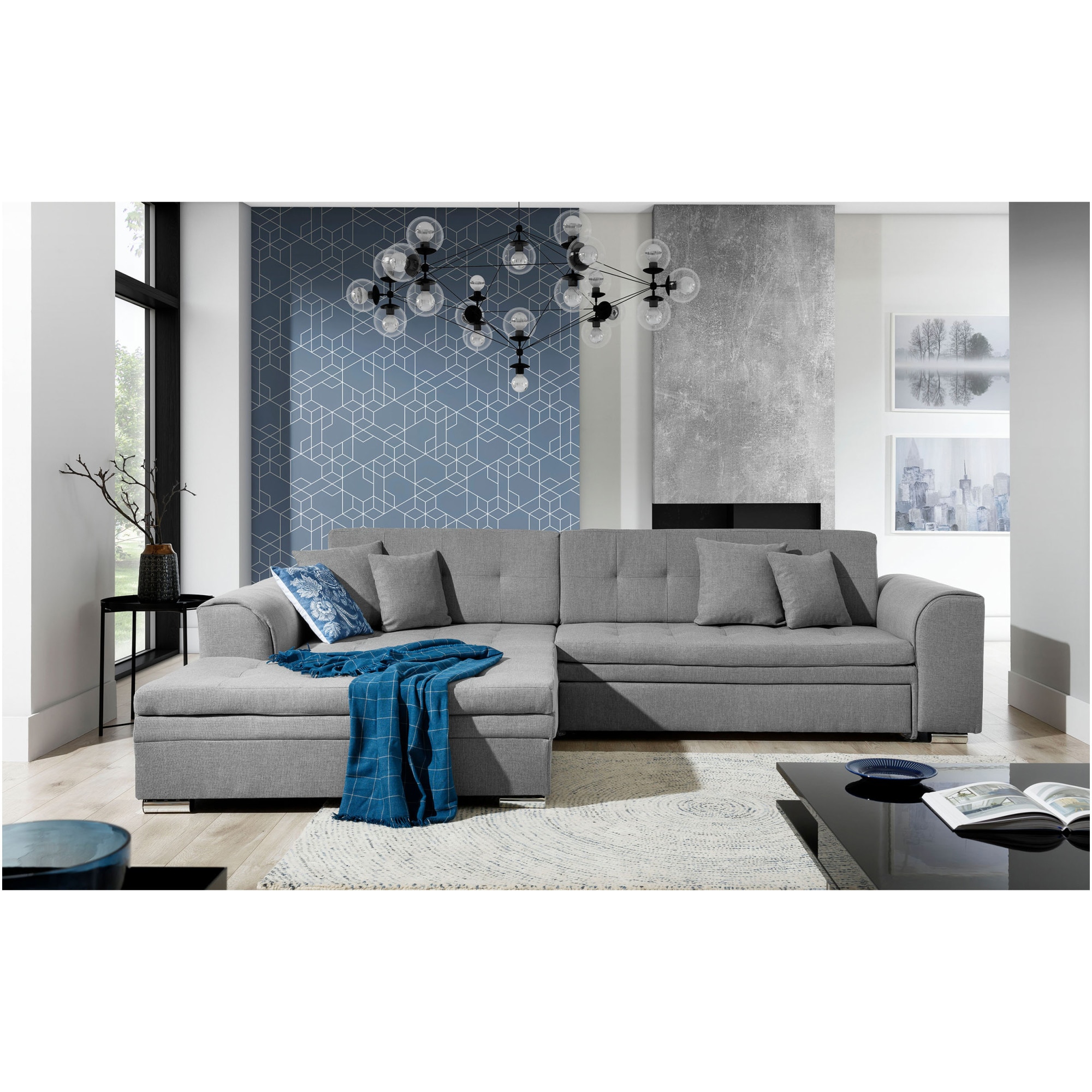 Canapea/Coltar extensibila ELTAP Sorento 4 locuri, stanga, gri ...