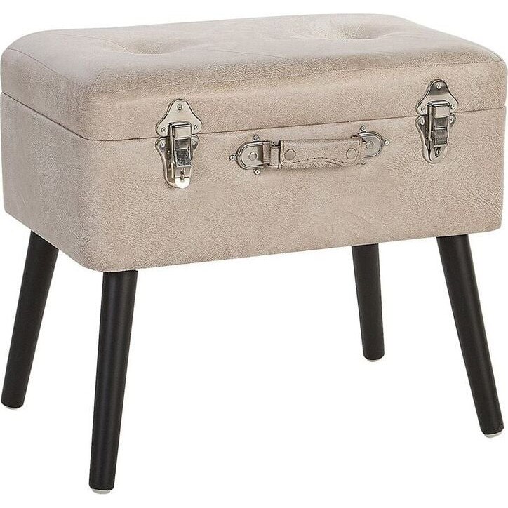 Taburet cu depozitare Beliani, Piele ecologica, Bej - eMAG.ro