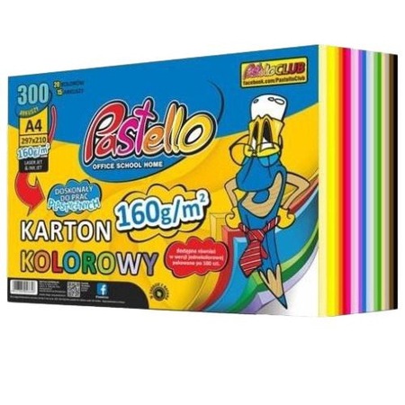 Set 300 foi hartie colorate, Pastello, Carton, A4, 20 culori ...