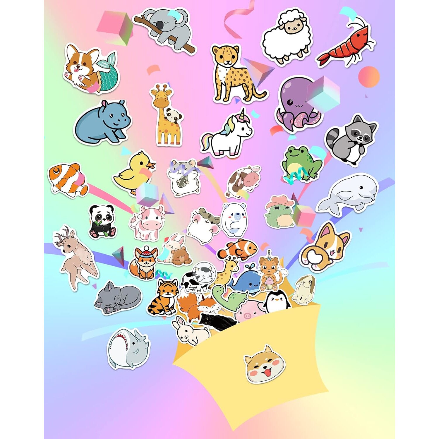 100 autocolante dragute cu animale pentru copii, Sunmostar, PVC ...