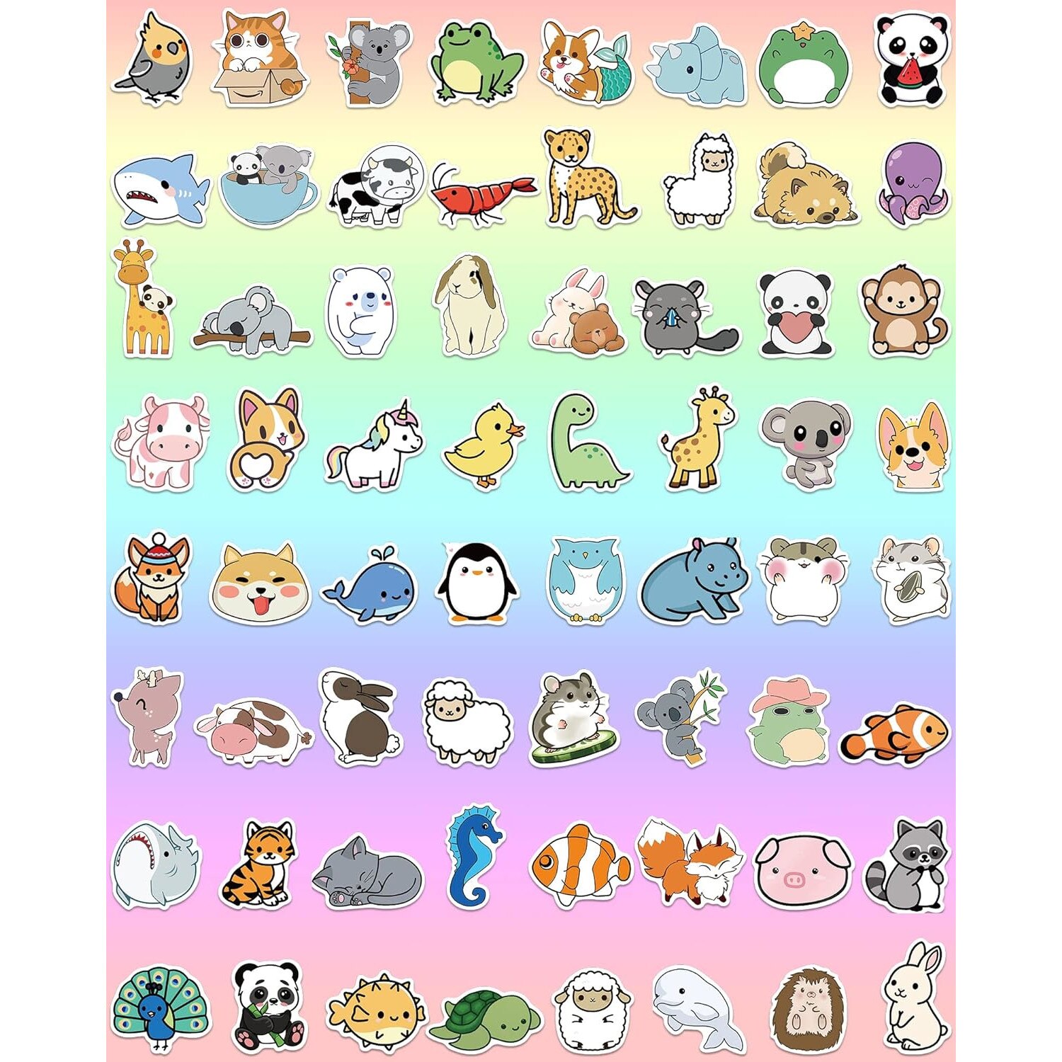 100 autocolante dragute cu animale pentru copii, Sunmostar, PVC ...