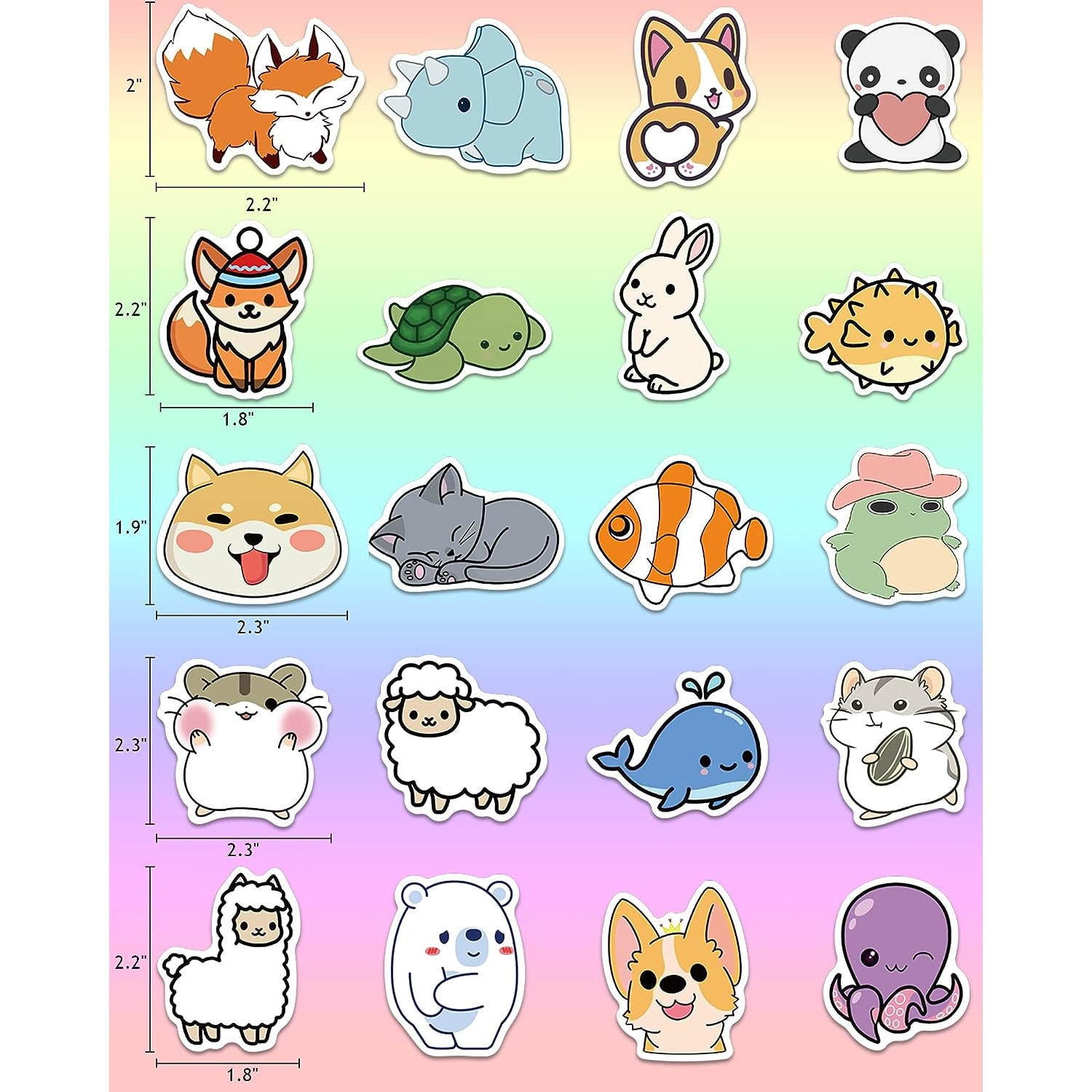 100 autocolante dragute cu animale pentru copii, Sunmostar, PVC ...