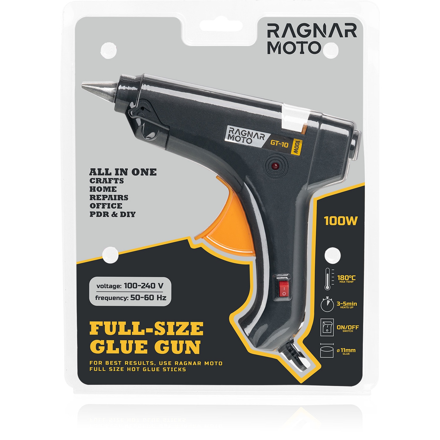Пистолет за лепене Ragnar Moto, 100W + 5 силиконови пръчици, диаметър ...