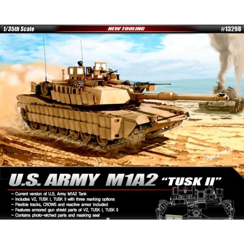 Macheta militara, Academy, Model US Army M1A2 Tusk II, 1:35, Multicolor - eMAG.ro