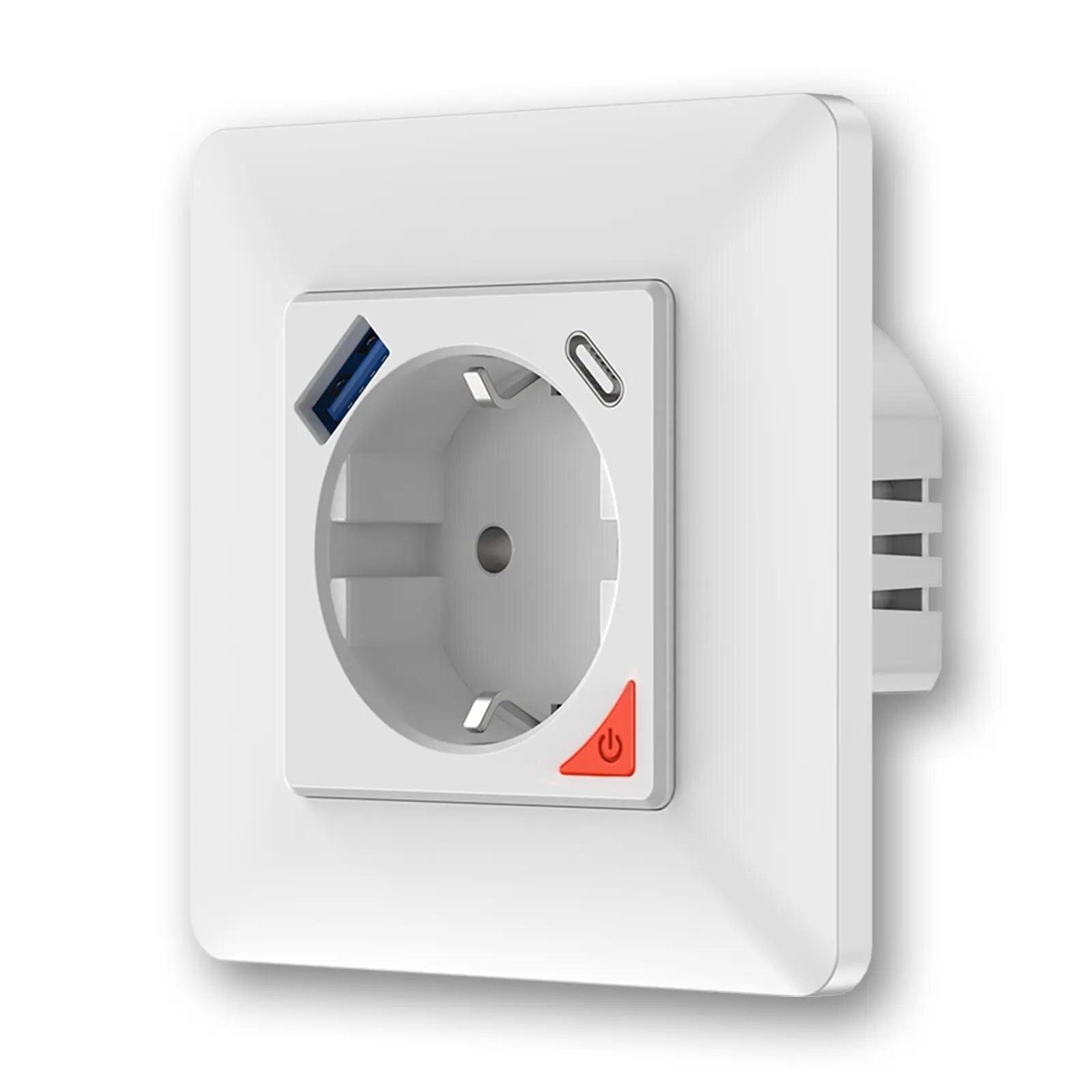 Priza De Perete Smart Wifi, Cu Port Usb-c Si Usb-a De 20w, Compatibila ...