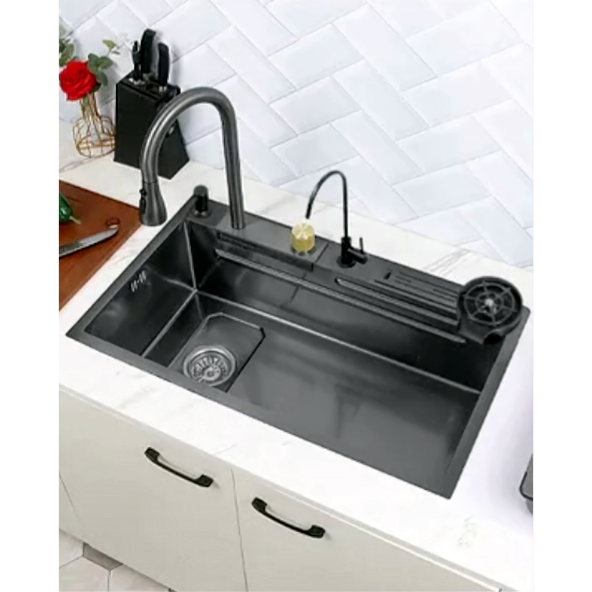 Chiuveta multifunctionala pentru bucatarie, 750 mm, Gri antracit ...