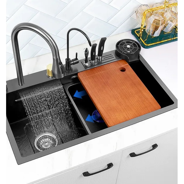 Chiuveta multifunctionala pentru bucatarie, 750 mm, Gri antracit ...