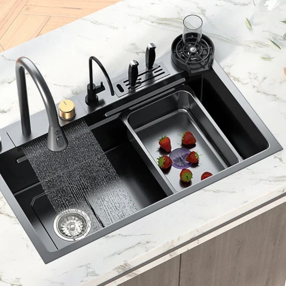 Chiuveta multifunctionala pentru bucatarie, 750 mm, Gri antracit ...