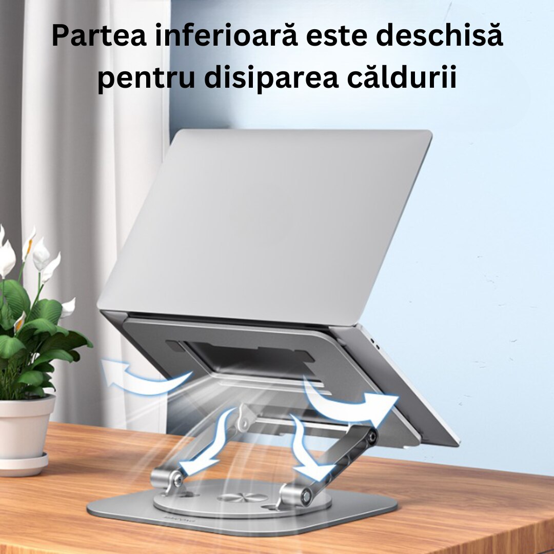 Suport pentru laptop, Reglabil, Rotire 360, Pliabil, Ergonomic, Aliaj ...