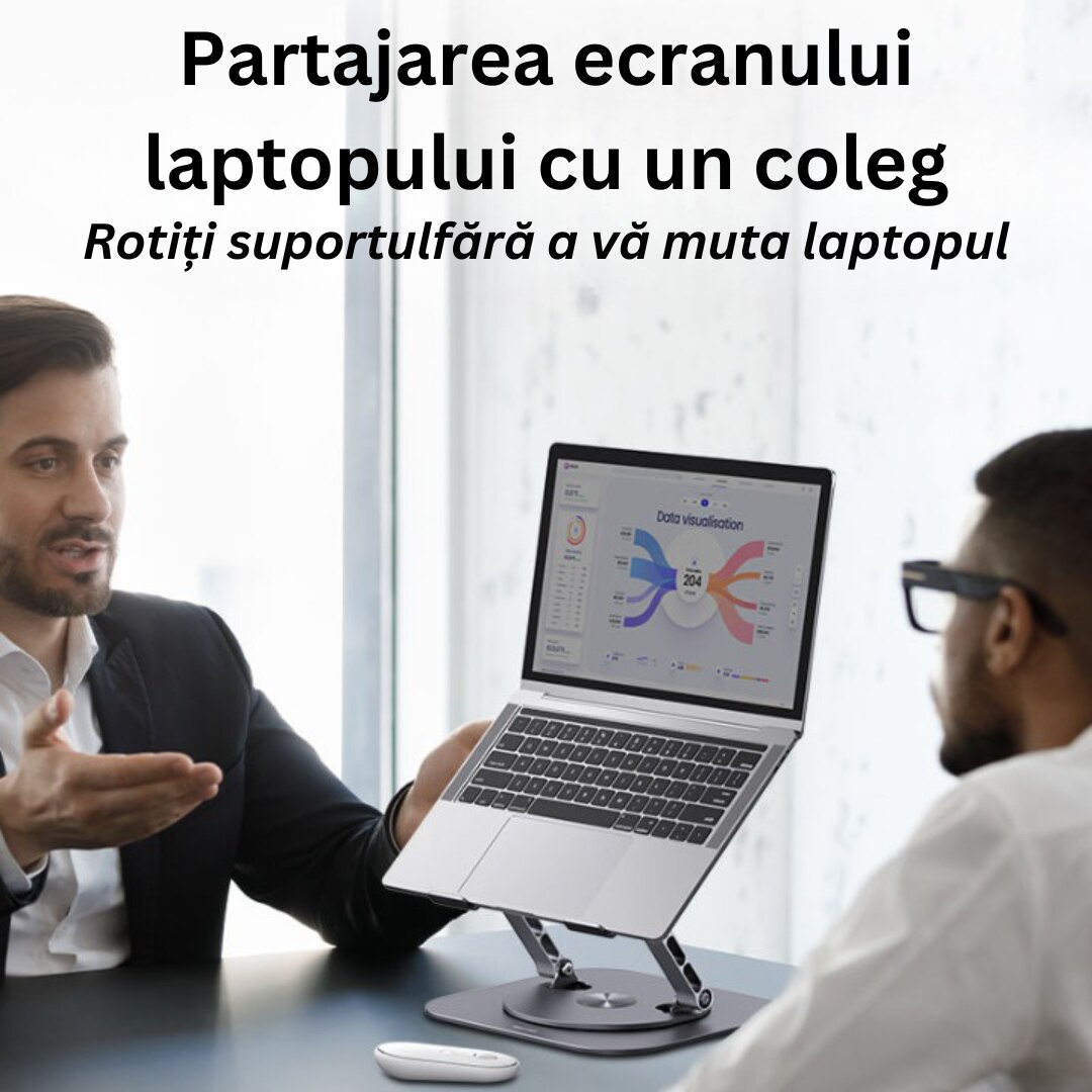 Suport pentru laptop, Reglabil, Rotire 360, Pliabil, Ergonomic, Aliaj ...