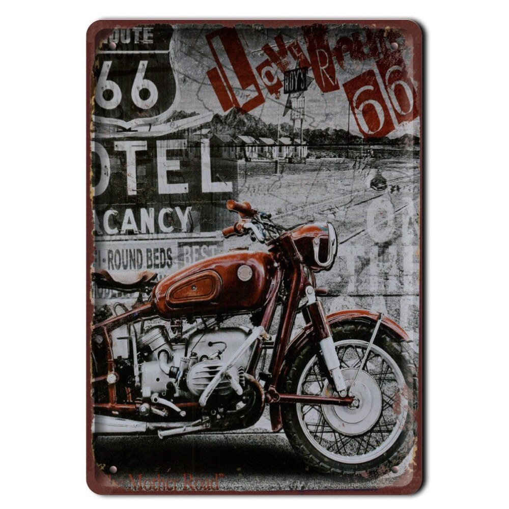 Vintage Dekor Fémtábla, dombornyomott, 'Route 66' felirat, retro ...