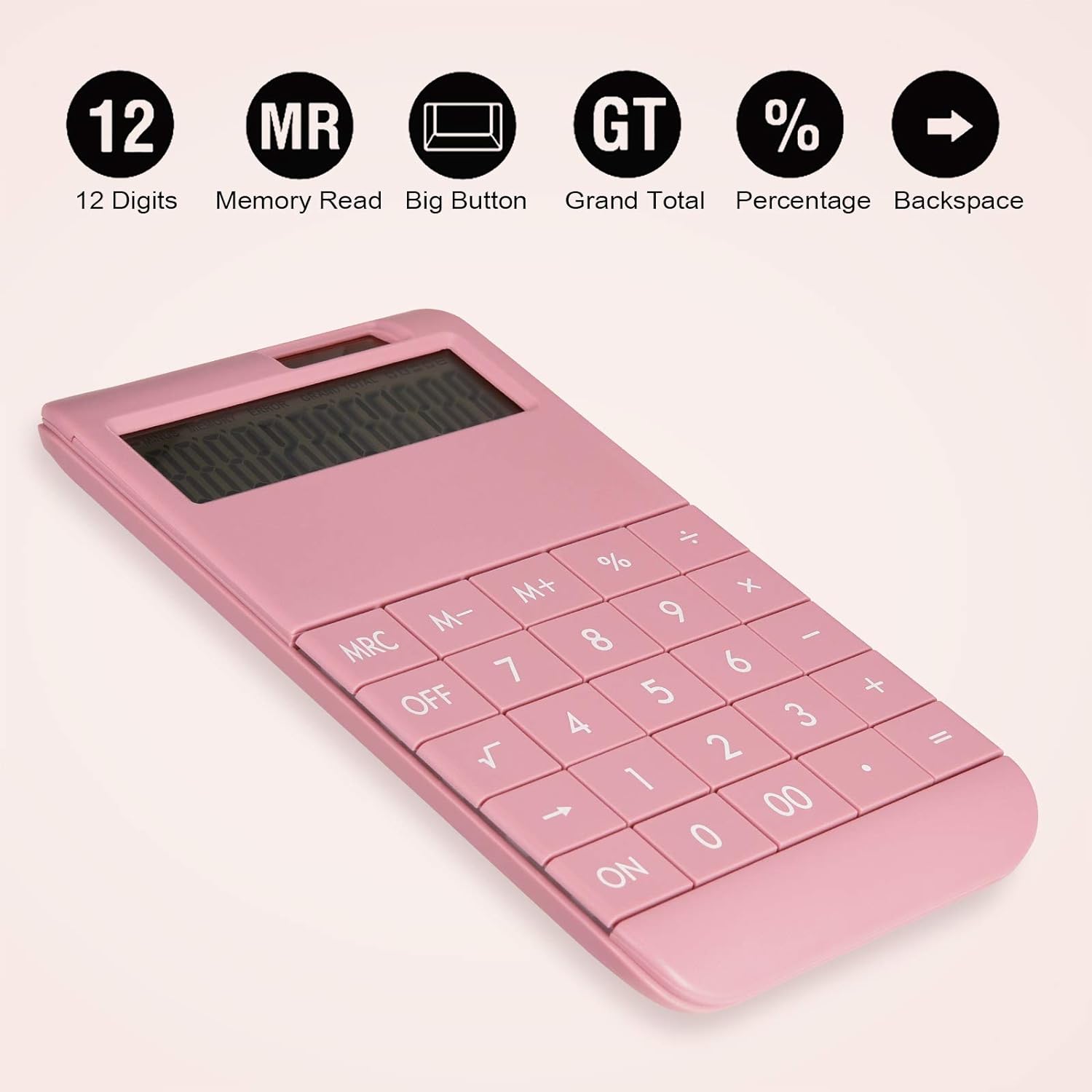 Calculator de birou, Sunmostar, 12 cifre, ecran LCD, roz - eMAG.ro