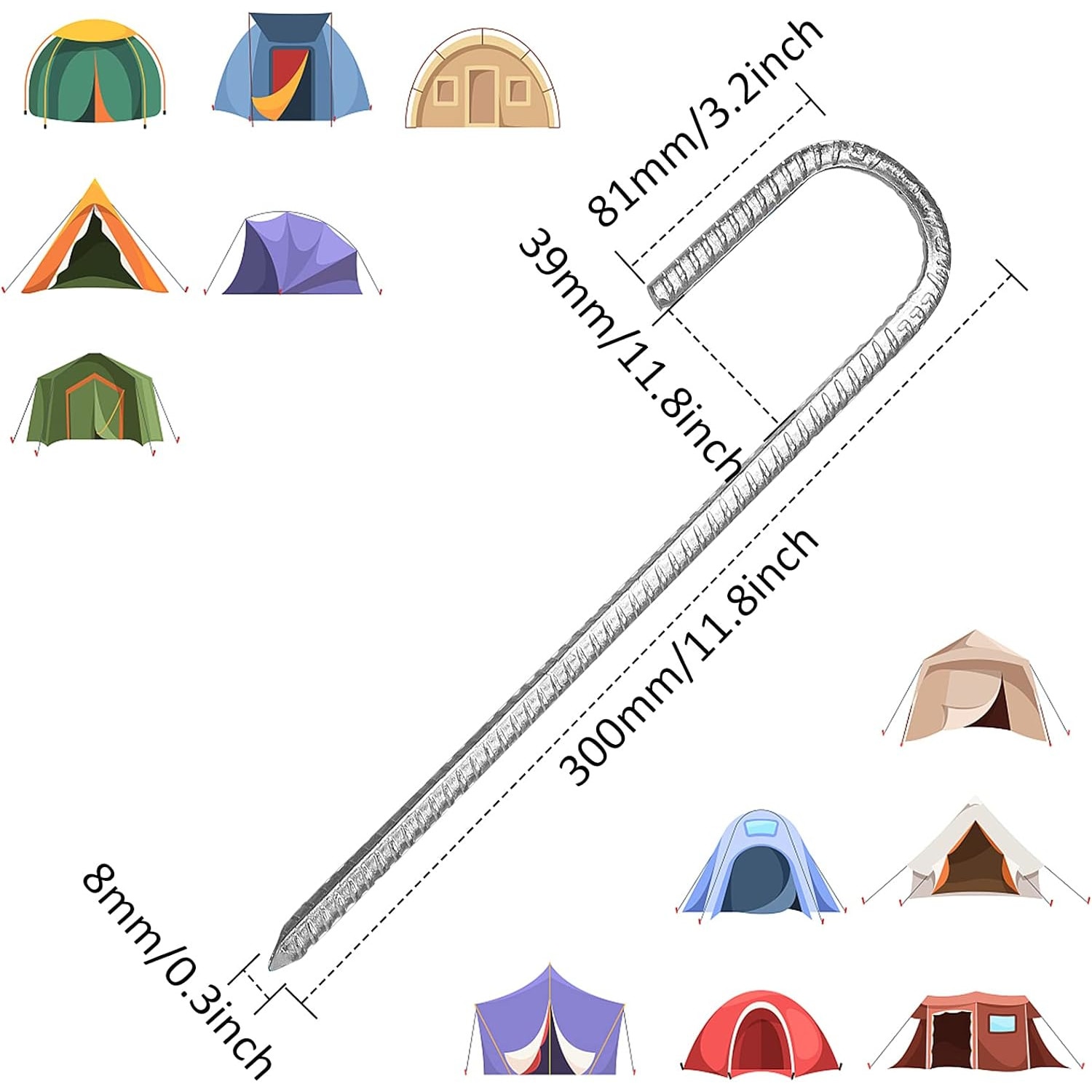 Set 10 ancore de cort, Jormftte, Otel, 300 mm, Argintiu - eMAG.ro