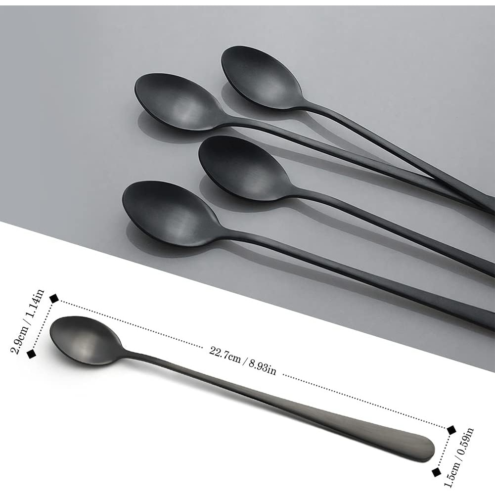 Set 8 lingurite, Inox, Negru - eMAG.ro