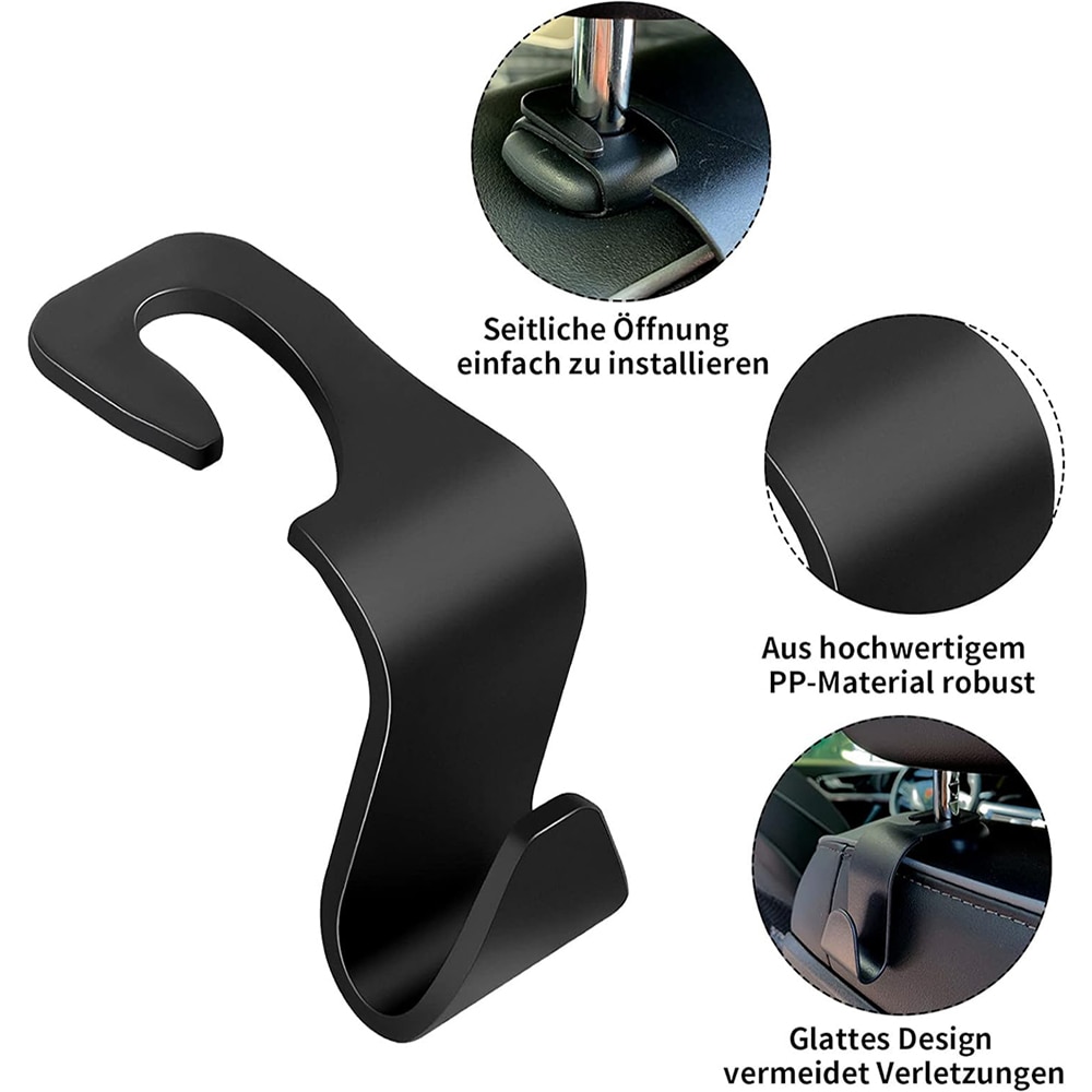 Set carlige pentru tetiera scaun auto, Ronyes®, Negru - eMAG.ro