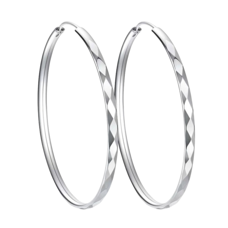 Големи дамски обеци, сребро S925, цвят платина, 5см - eMAG.bg