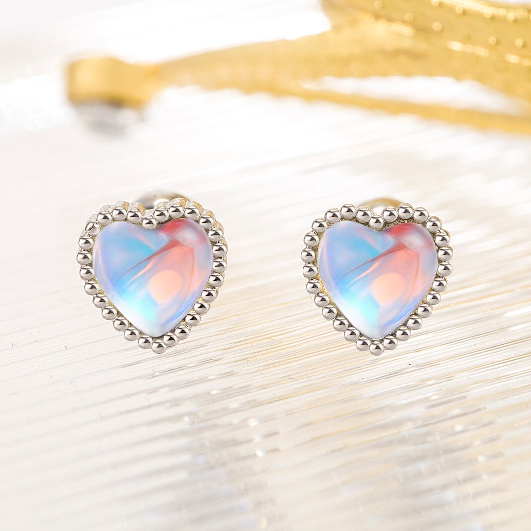 Cercei pentru femei in forma de inima Moonlight Stone, S925 Argint ...