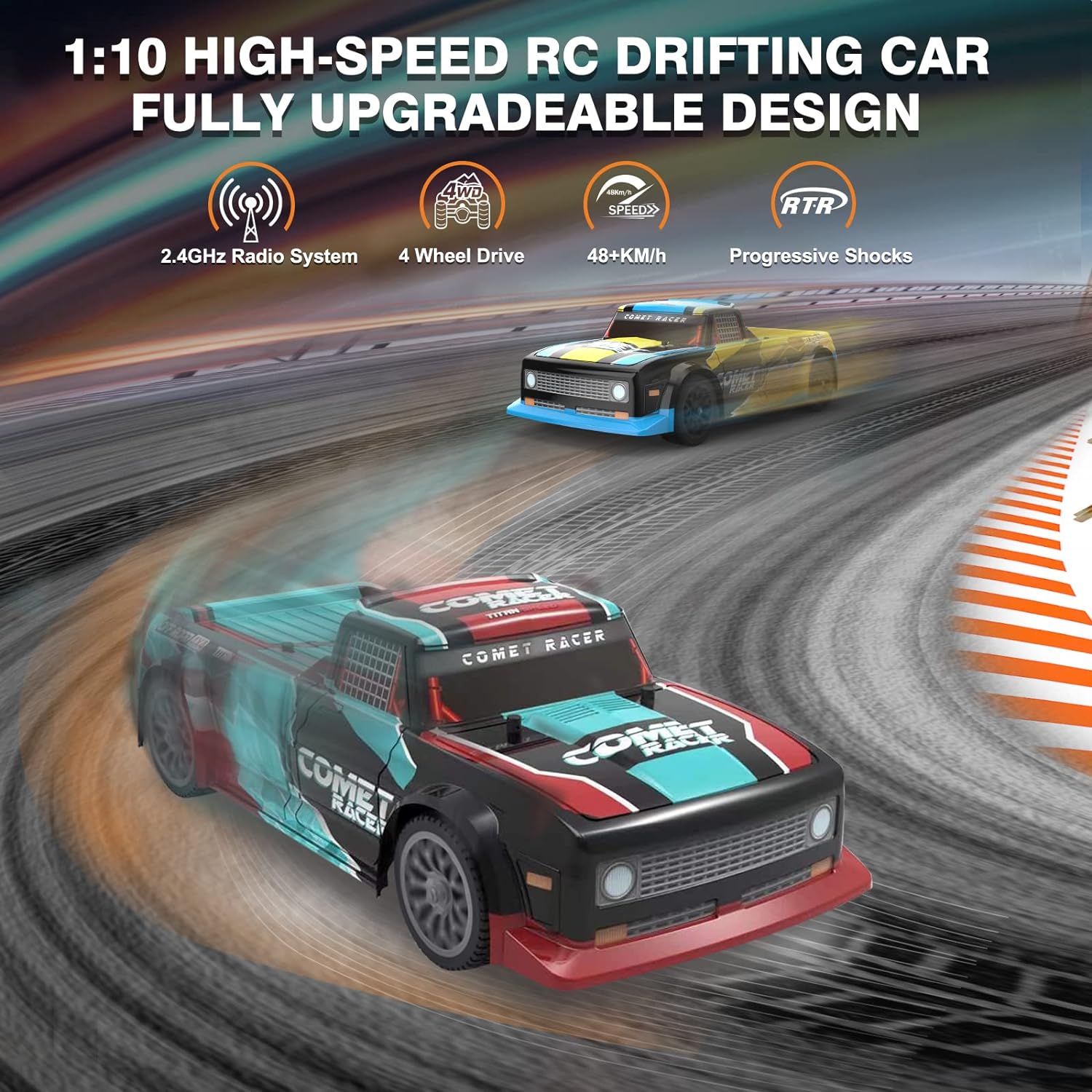 Exbonzai Comet Racer 2.4G távirányítós RC autó, 1:12 méretarány, 48km/h ...