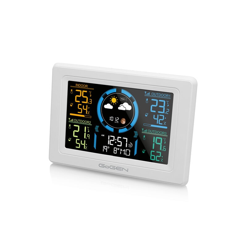 Statie meteo interior-exterior GoGEN ME 3397 W, LCD color, 3 senzori ...