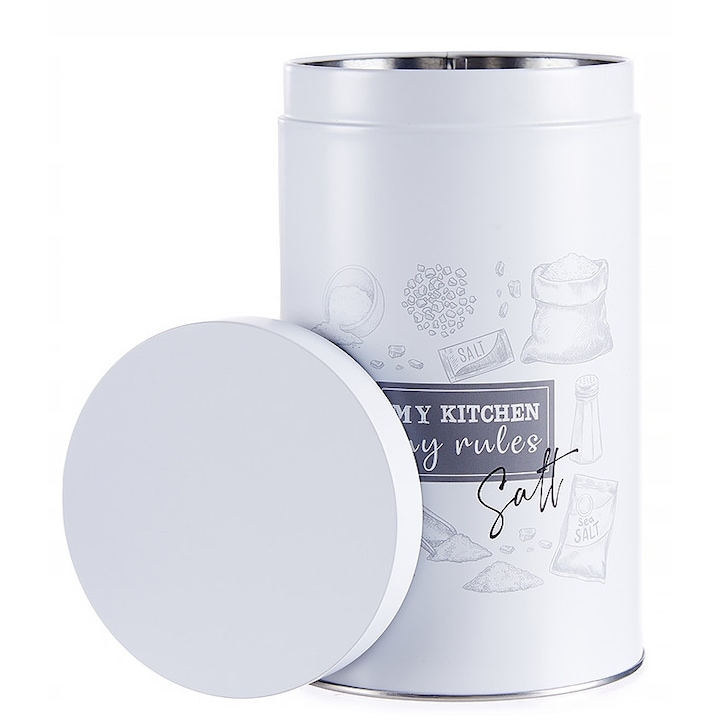 Cutie alimentara pentru sare Arte Regal, 1kg, Metal, Alb/Gri - eMAG.ro