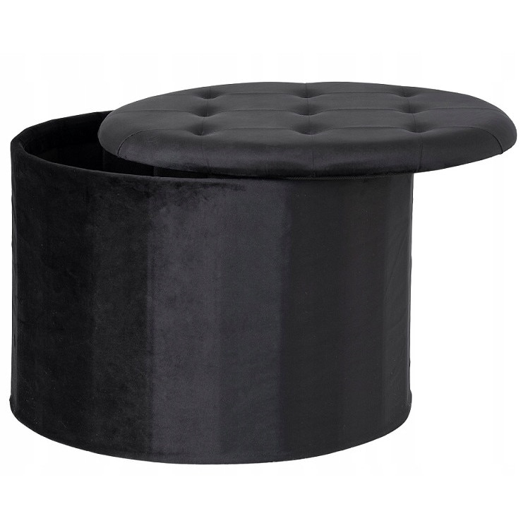 Taburet cu spatiu de depozitare House Nordic, Catifea, 30x56 cm, Negru ...