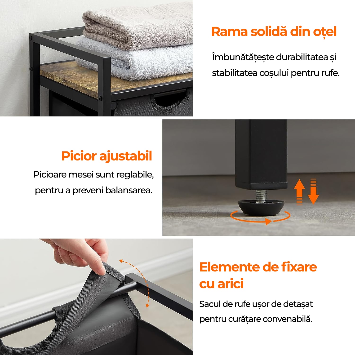 Cos de rufe dublu cu sertar, volum 95L, raft superior, saculete ...