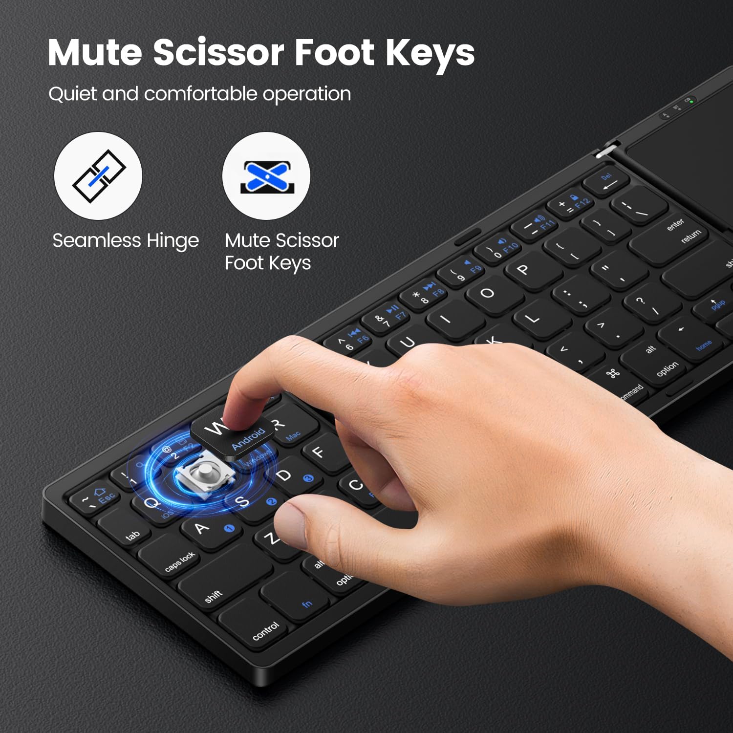 Aisdelu® Mini Folding Wireless Bluetooth Touchpad Keyboard for Windows ...