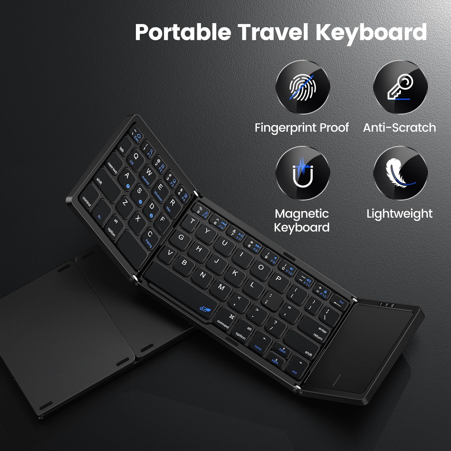 Aisdelu® Mini Folding Wireless Bluetooth Touchpad Keyboard for Windows ...
